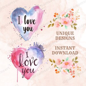 I Love You Heart Clipart Bundle Transparent PNG Collection, Digital ...