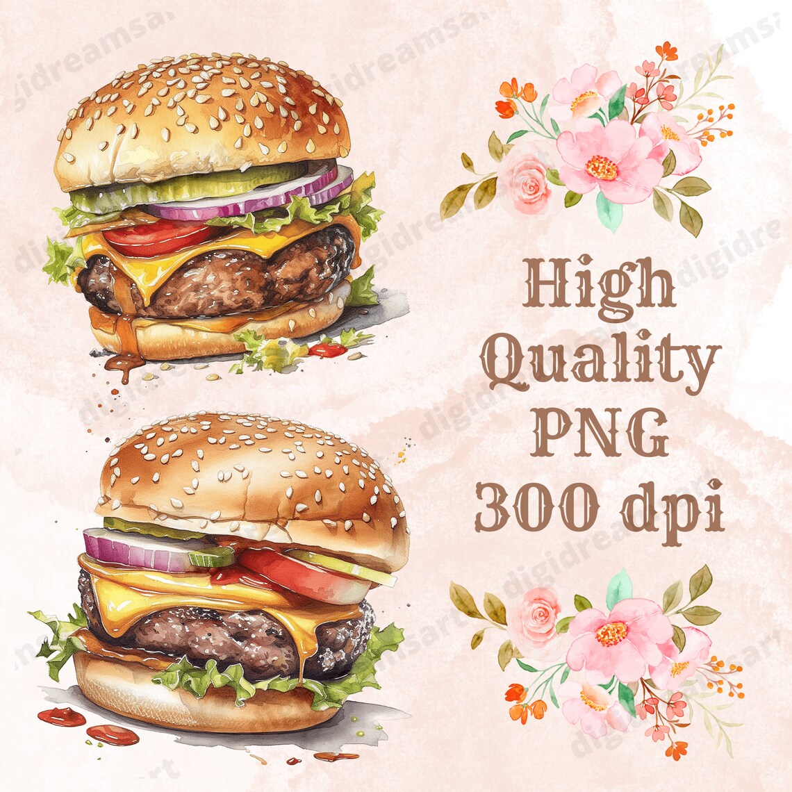 Cheeseburger Design Bundle PNG Transparent Clipart - Etsy