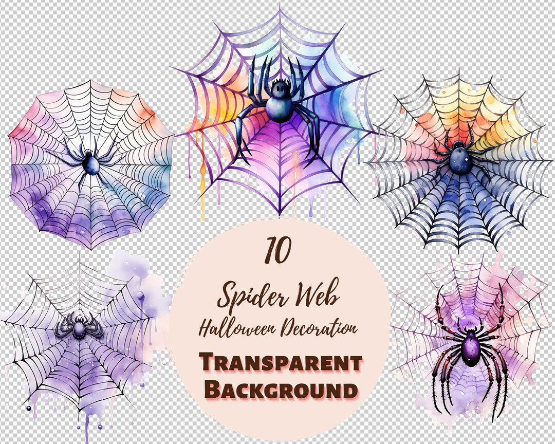 Spider Web Halloween Decoration Clipart Bundle Transparent PNG ...