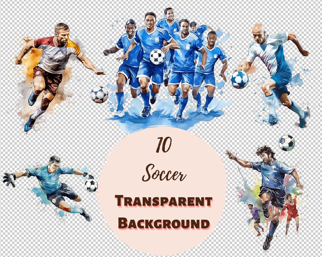 Soccer Clipart Bundle - Transparent PNG Collection, Digital Prints ...