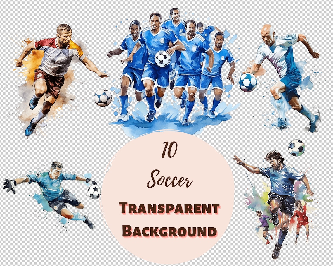 Soccer Clipart Bundle Transparent PNG Collection Digital - Etsy