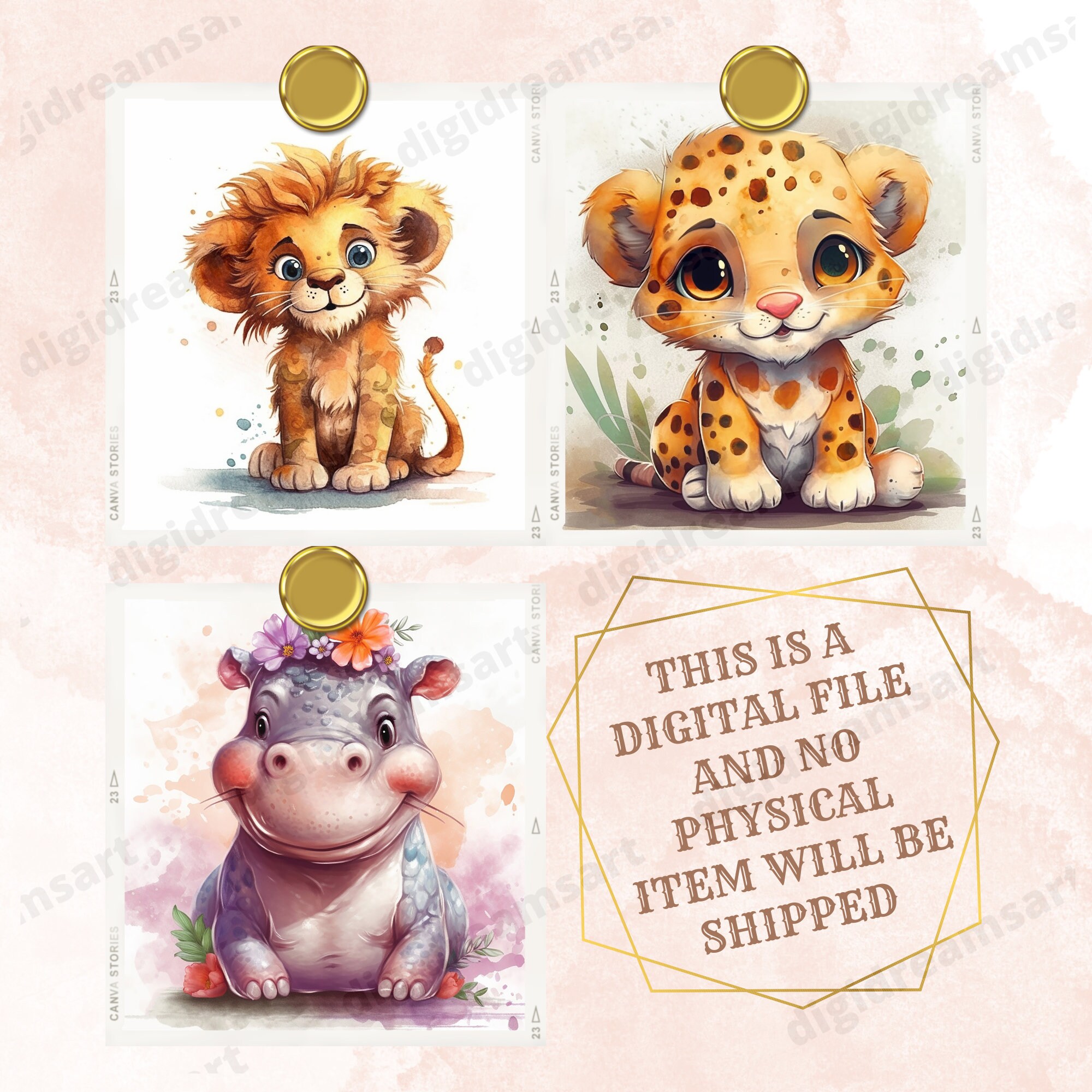 Baby Safari Design Bundle: Enchanting Clipart Digital Prints - Etsy