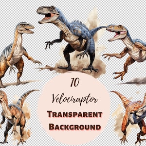 Velociraptor, Clipart Bundle Transparent PNG Collection, Digital Prints ...