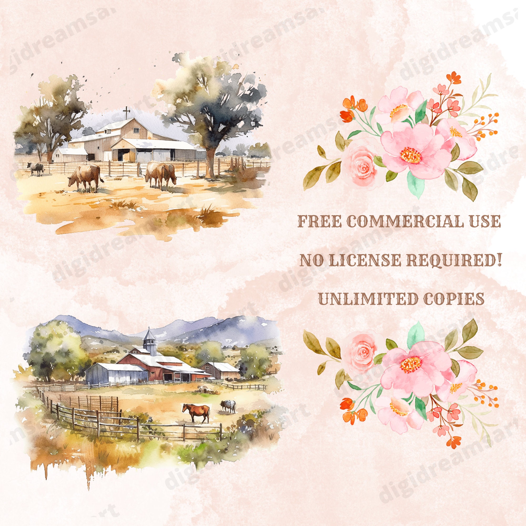Western Ranch Clipart Bundle Transparent PNG Collection, Watercolor ...