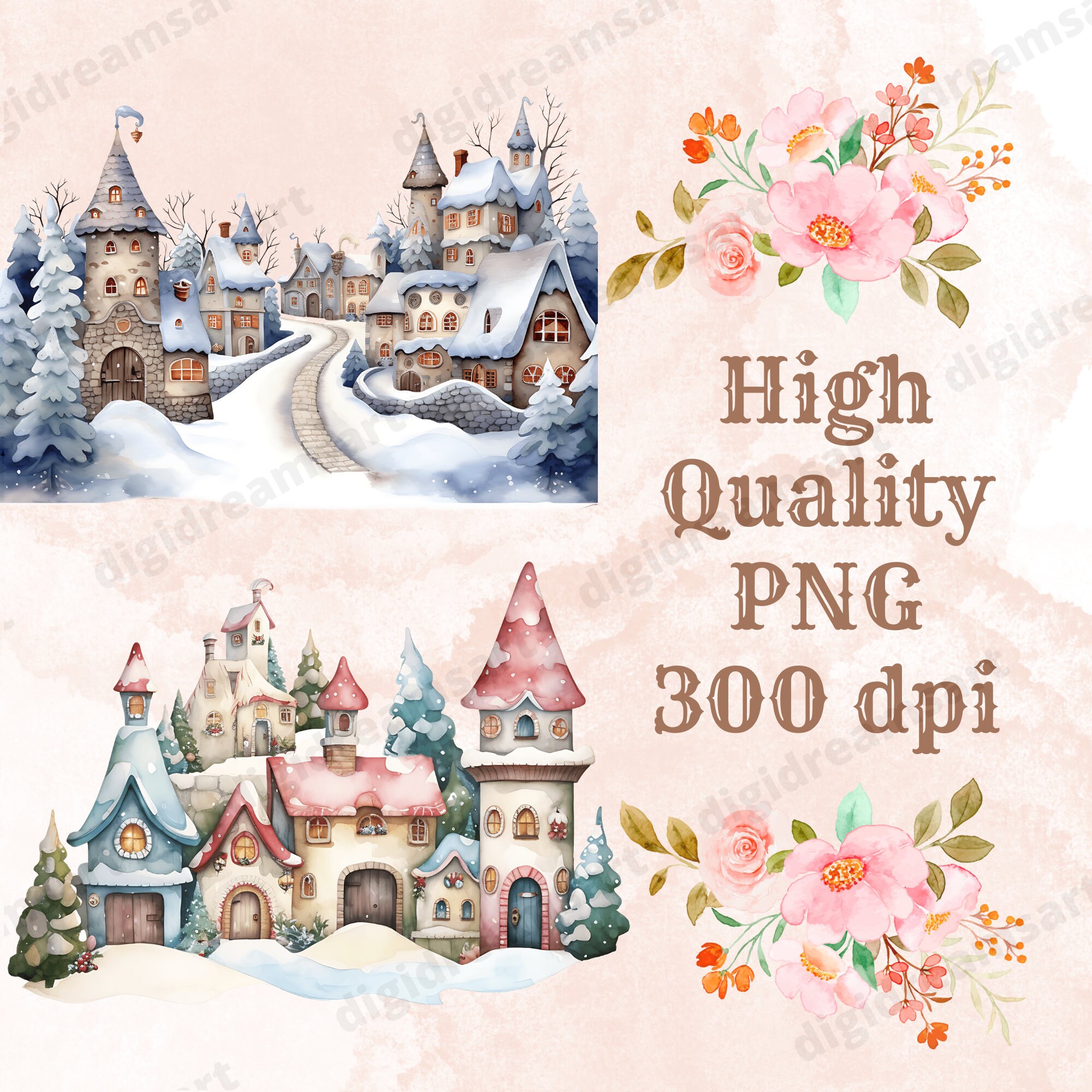 Santa's Village Design Bundle - PNG Transparent Clipart Collection ...