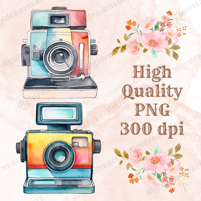 Vintage Retro Polaroid Camera Clipart Bundle Transparent PNG Collection ...