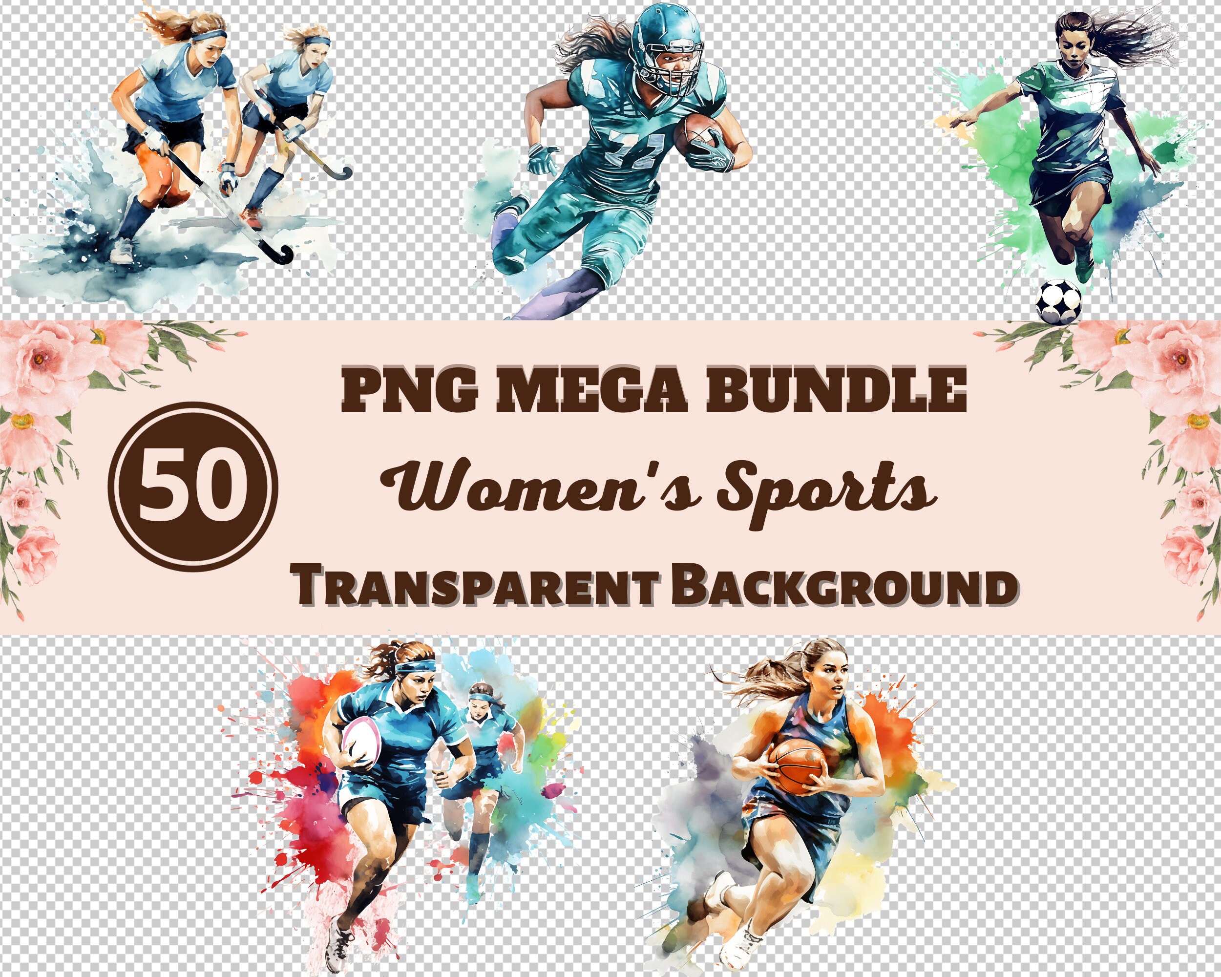 Women's Sports Mega Bundle 50 PNG Clipart - Transparent PNG Collection ...