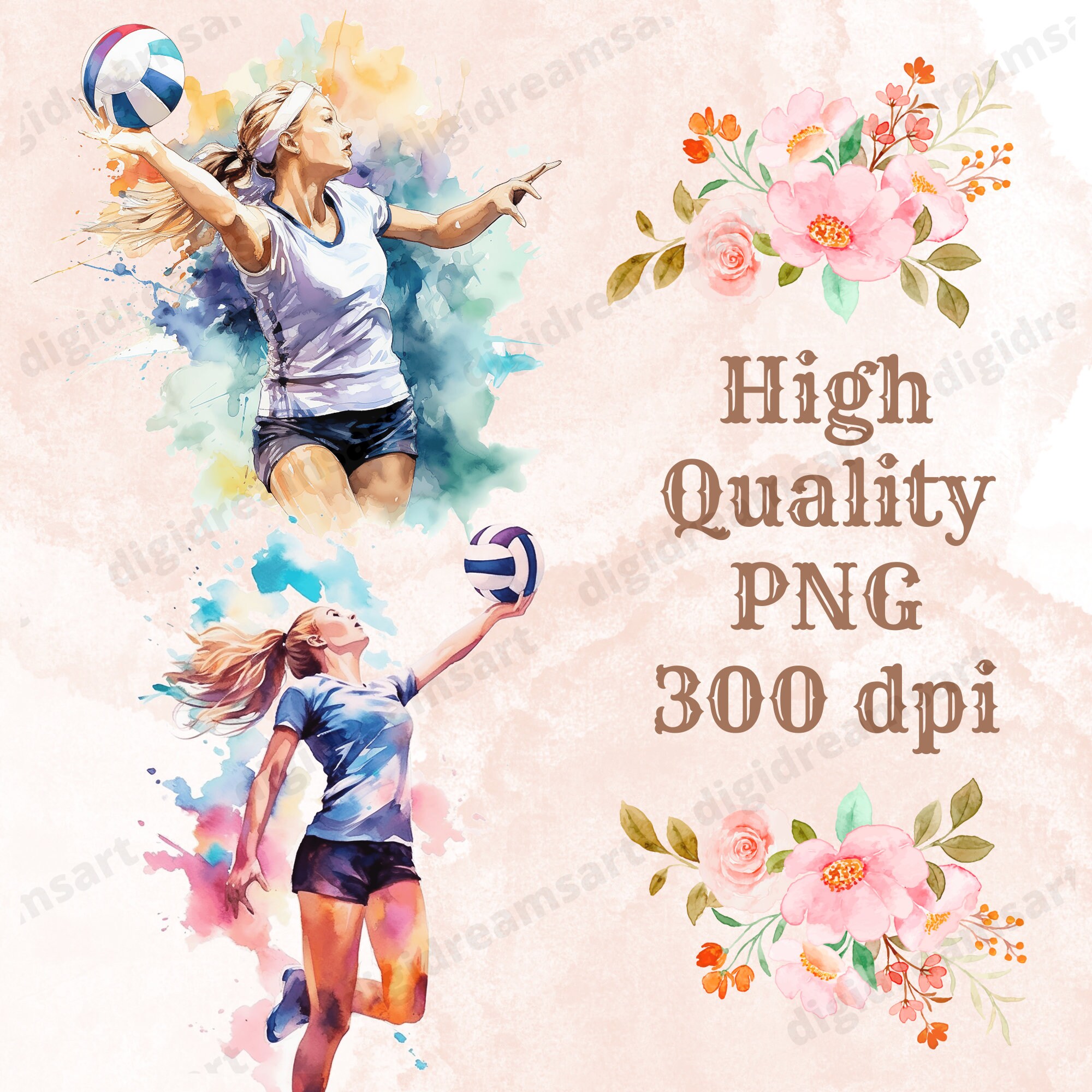 Volleyball Clipart Bundle Transparent PNG Collection, Digital Prints ...