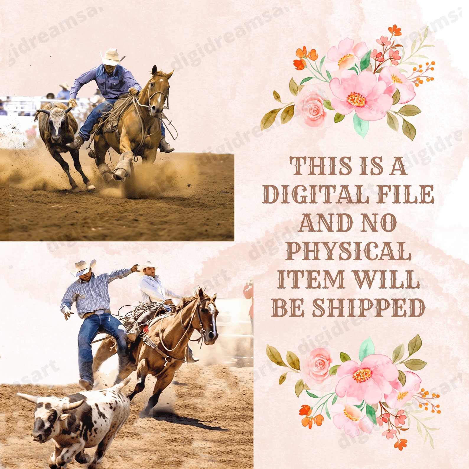 Steer Wrestling or Bulldogging, Rodeo Cowboys Clipart Bundle ...