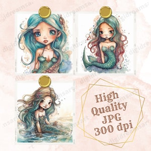 Little Mermaid Design Bundle: Enchanting Clipart, Digital Prints, and T ...