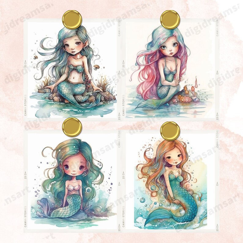 Little Mermaid Design Bundle: Enchanting Clipart Digital - Etsy