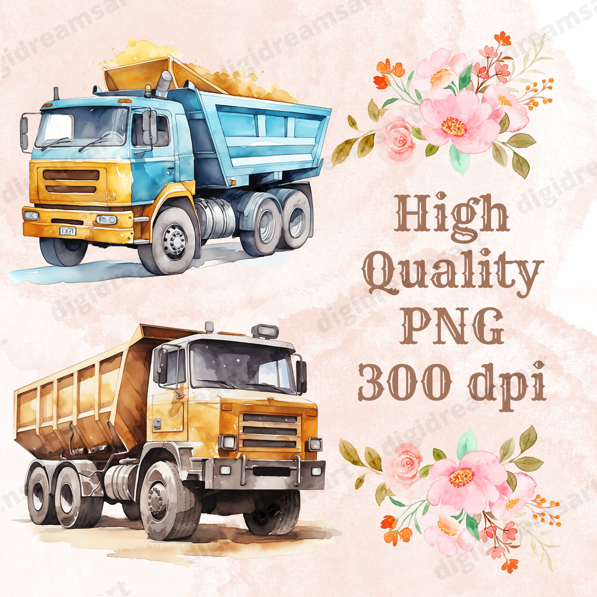 Dump Truck Clipart Bundle Transparent PNG Collection - Etsy