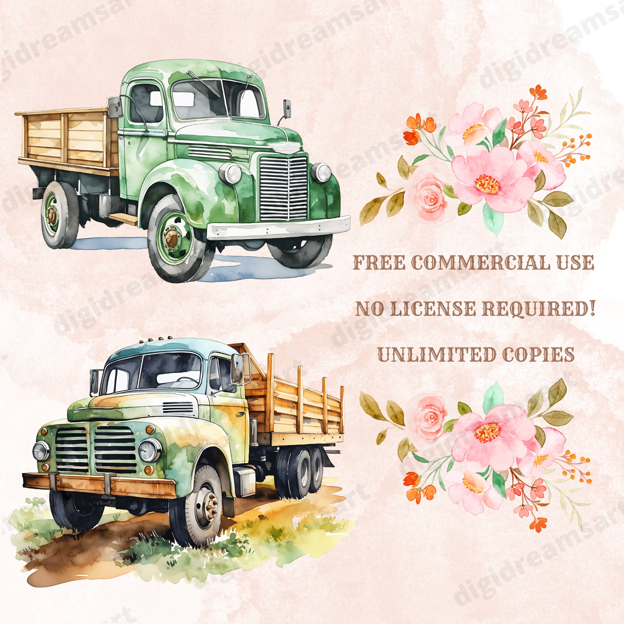 Farm Truck Clipart Bundle Transparent PNG Collection - Etsy