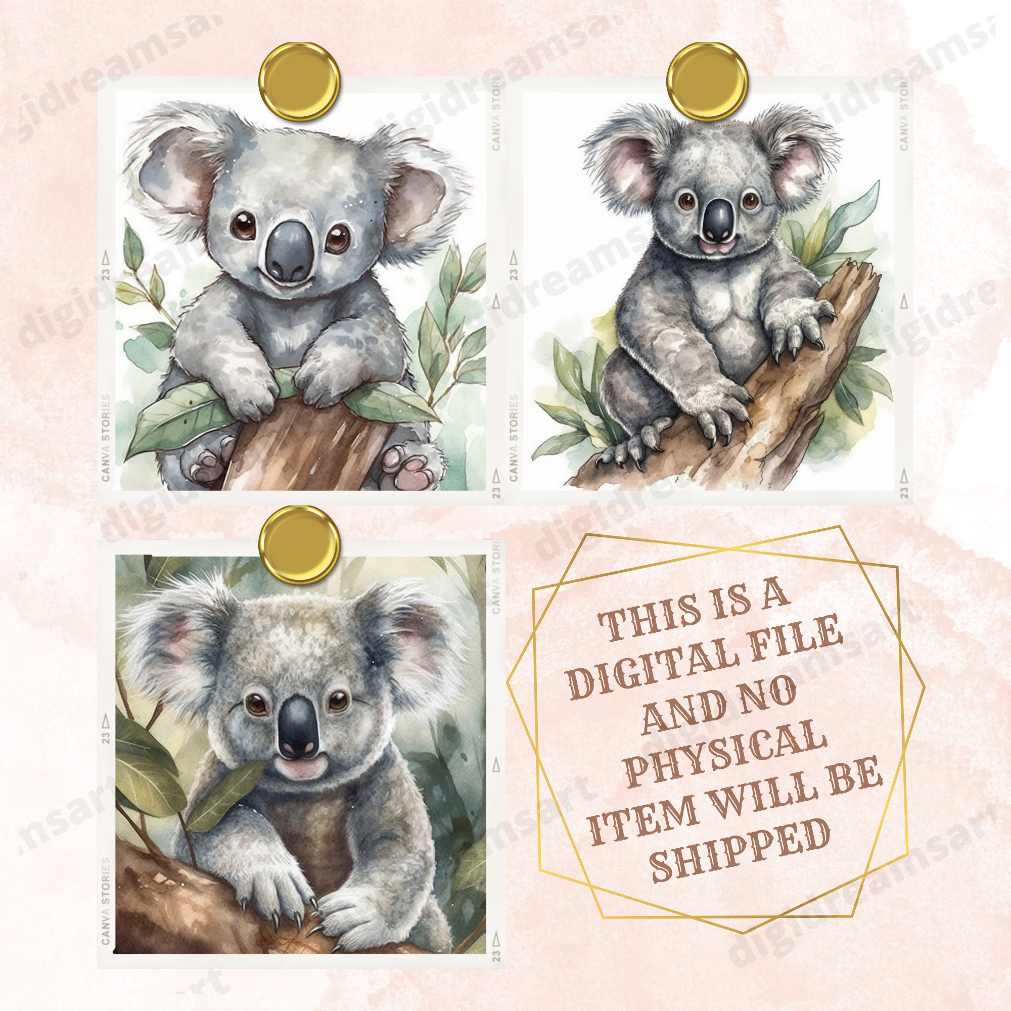 Koala Design Bundle: Cute Clipart Digital Prints and T-shirt - Etsy ...