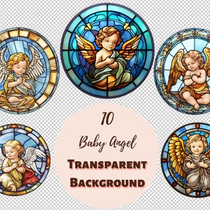 Baby Angel Stained Glass Bundle - Transparent PNG Collection, Digital ...