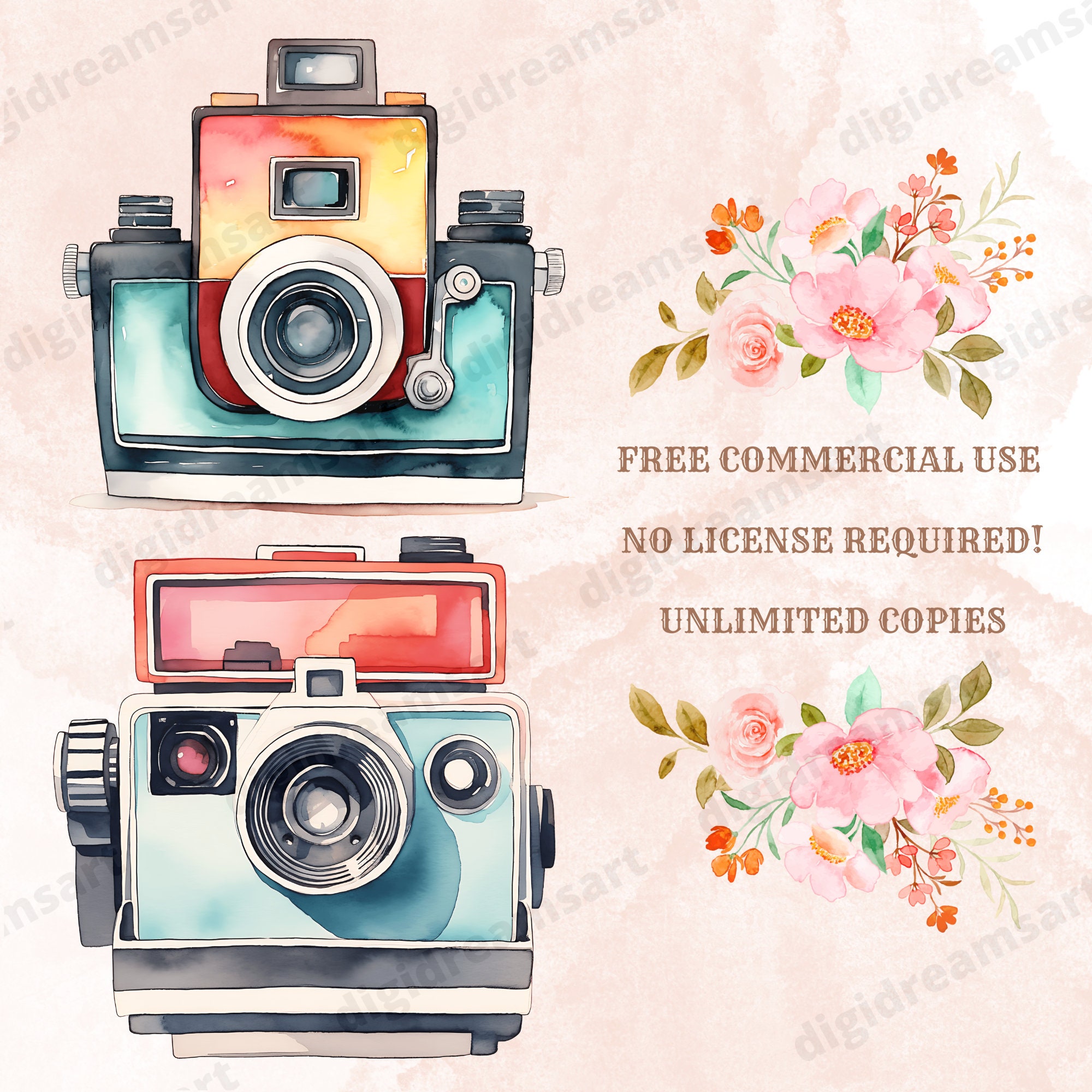 Vintage Retro Polaroid Camera Clipart Bundle Transparent PNG Collection ...