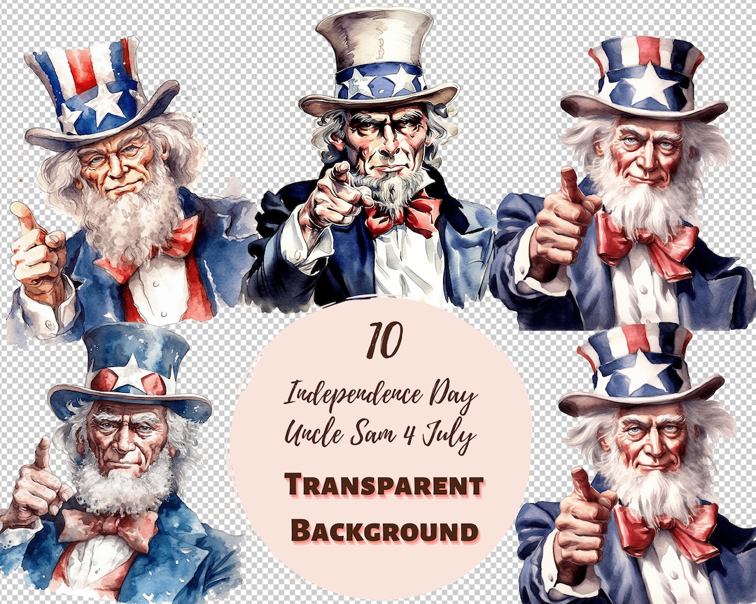 Independence Day Uncle Sam 4 July Clipart Bundle - Transparent PNG ...