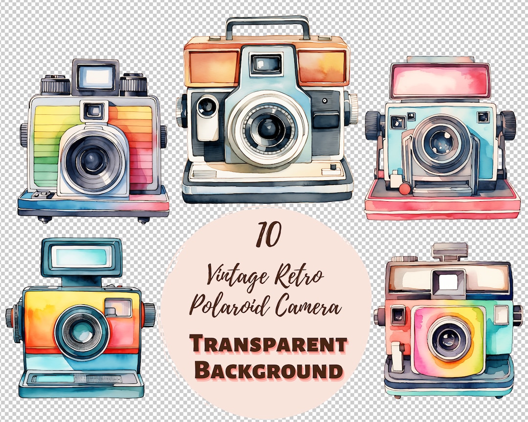 Vintage Retro Polaroid Camera Clipart Bundle - Transparent PNG ...