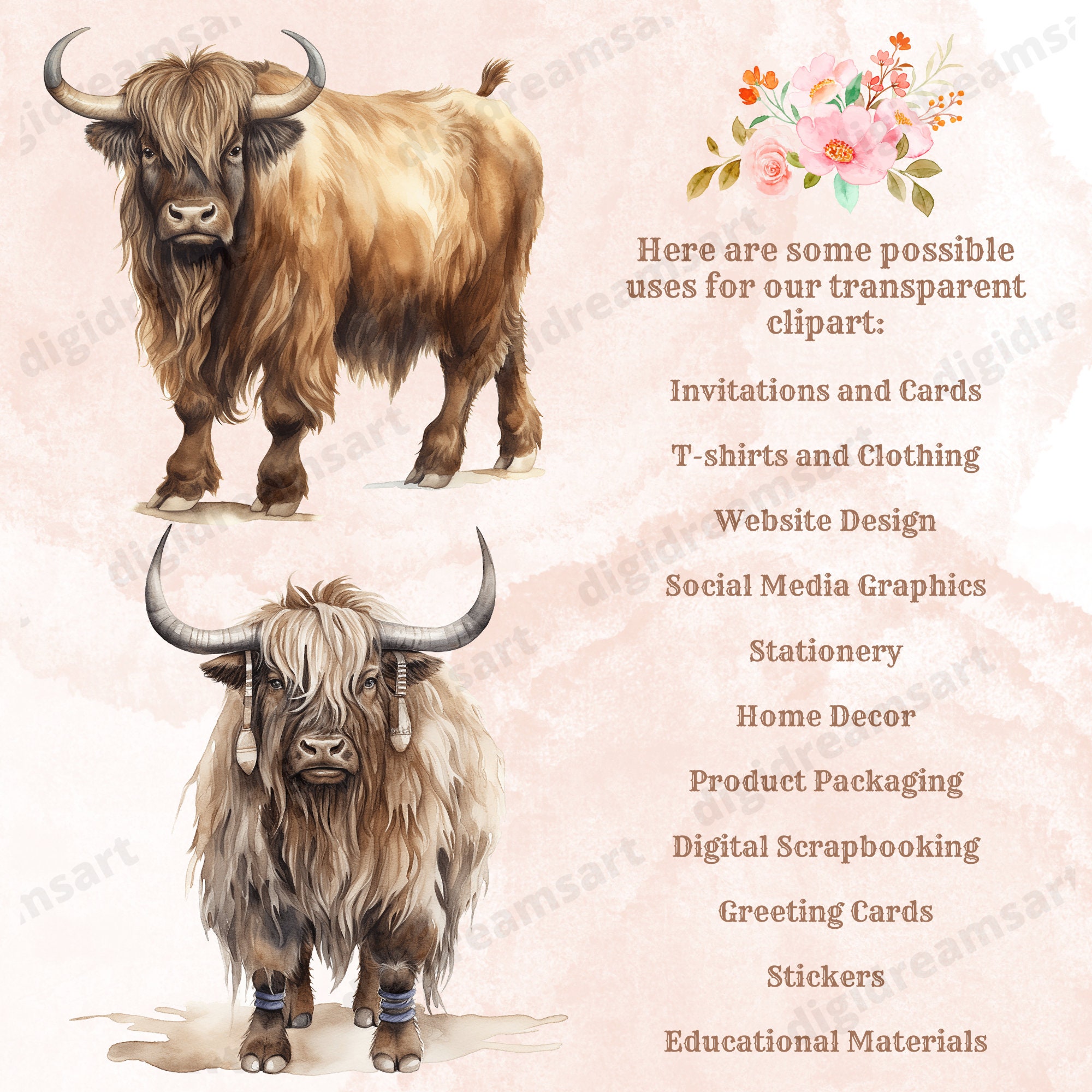 Yak Clipart Bundle Transparent PNG Collection Digital - Etsy