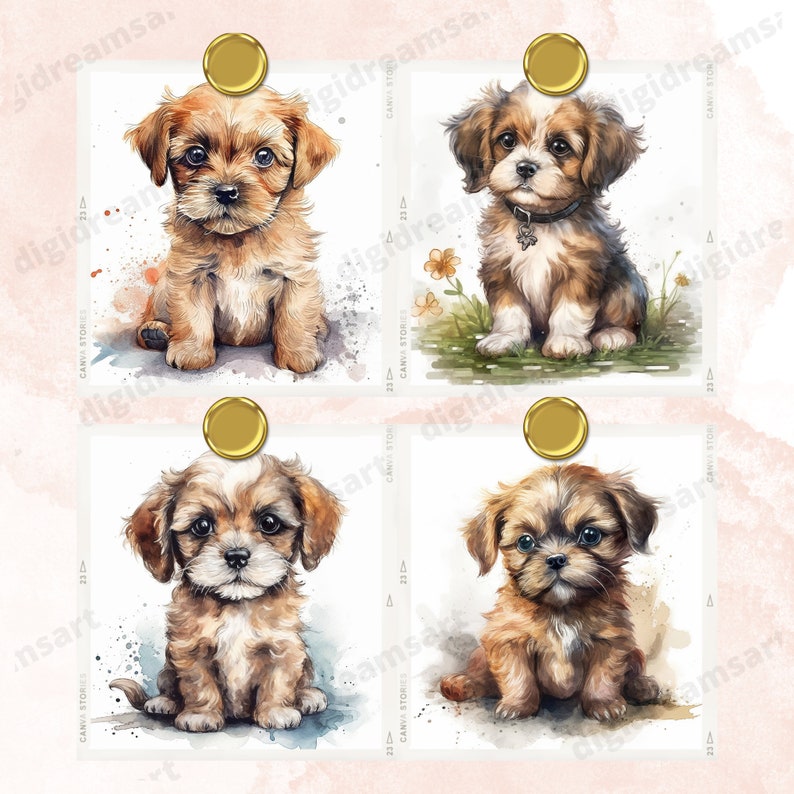 Furry Puppy Design Bundle: Cute Clipart Digital Prints and - Etsy