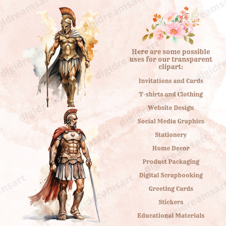 Achilles Design Bundle - PNG Transparent Clipart Collection, Watercolor ...