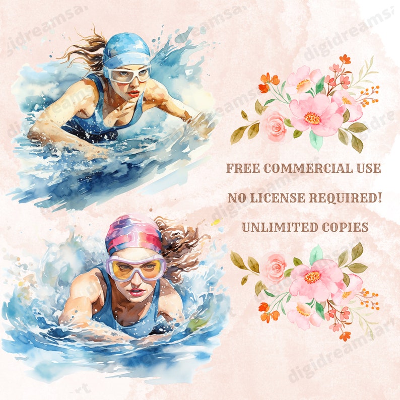 Swimming Clipart Bundle Transparent PNG Collection Digital - Etsy
