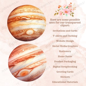 Planet Jupiter Clipart Bundle - Transparent PNG Collection, Digital ...