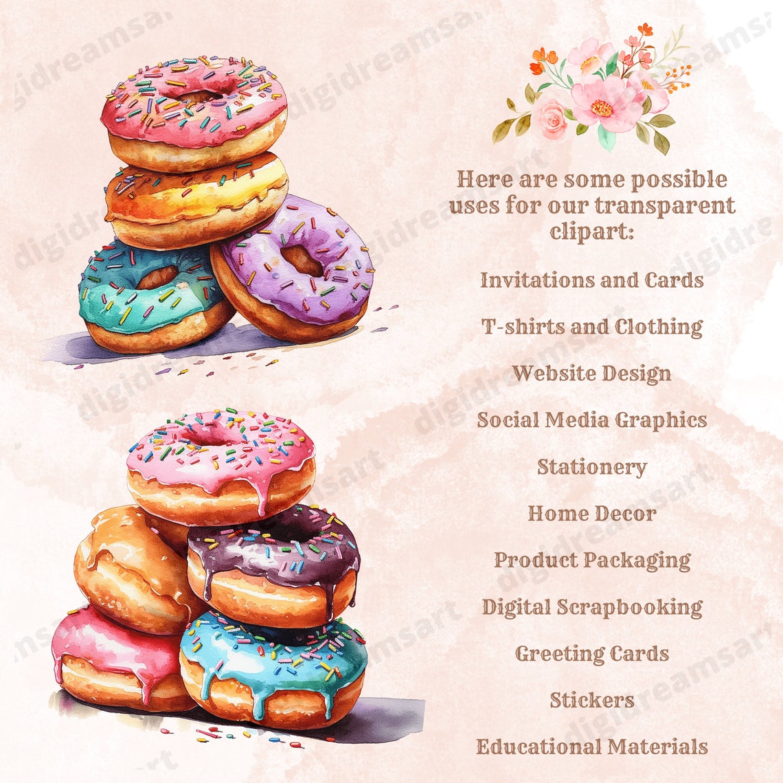 Doughnuts Design Bundle PNG Transparent Clipart Collection - Etsy