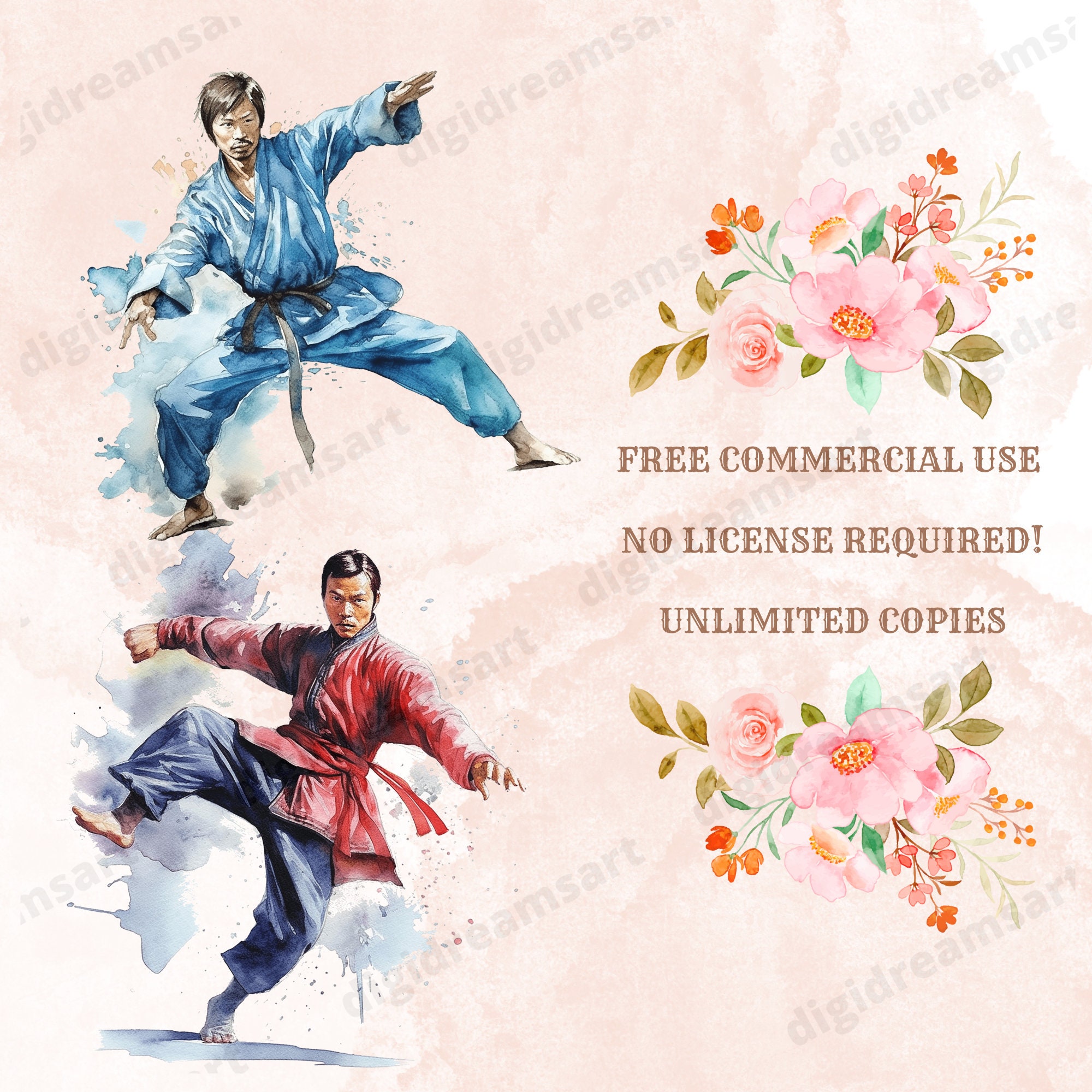 Kung Fu Clipart Bundle Transparent PNG Collection, Digital Prints ...