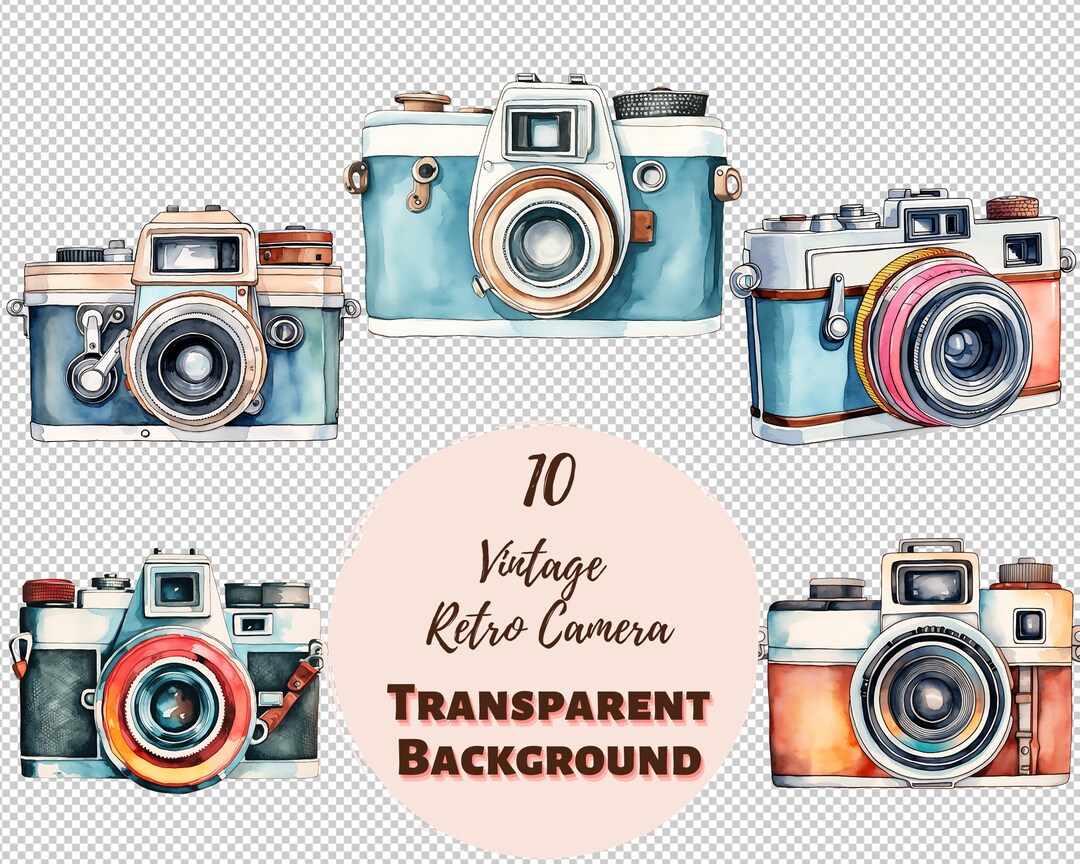 Vintage Retro Camera Clipart Bundle - Transparent PNG Collection ...