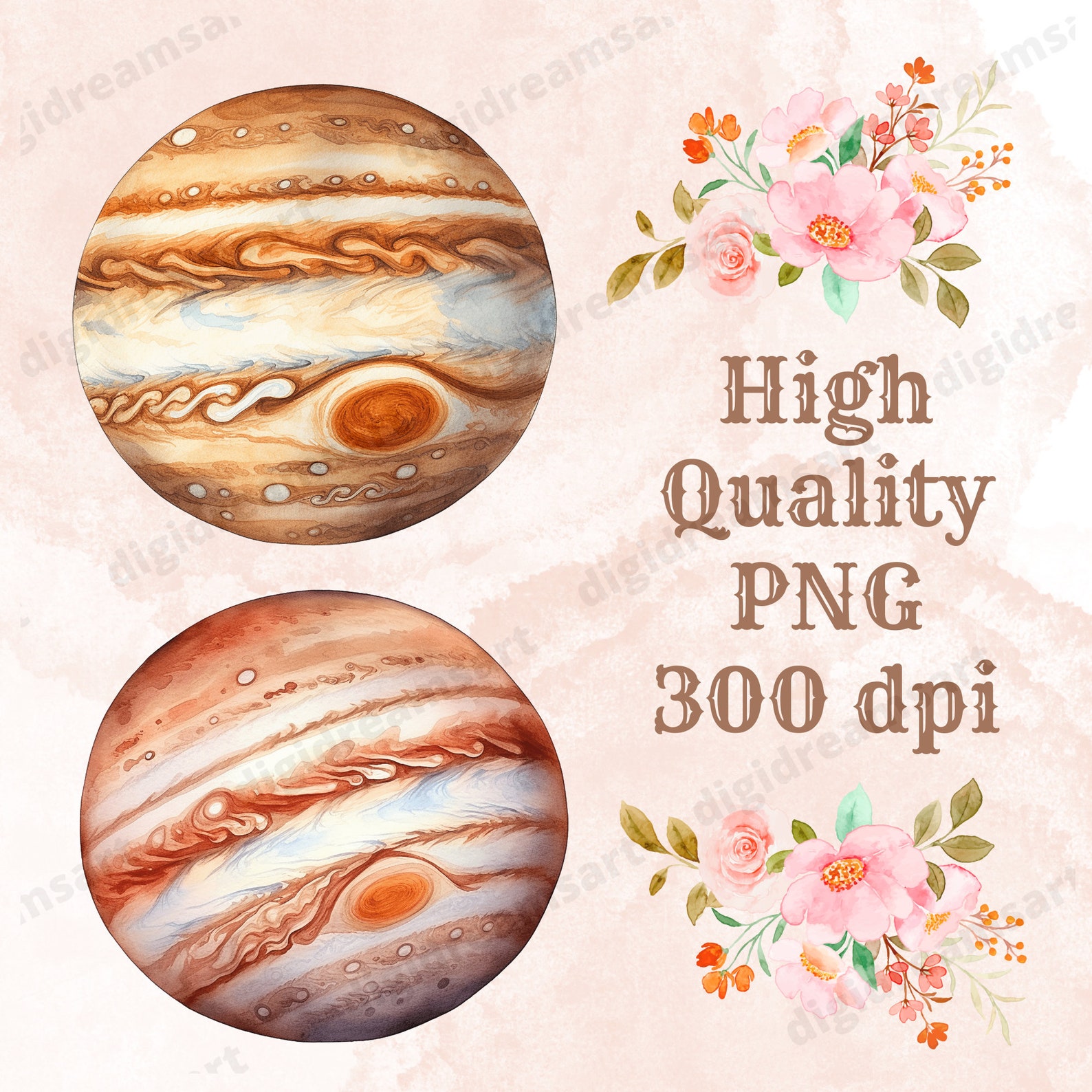 Planet Jupiter Clipart Bundle Transparent PNG Collection, Digital ...
