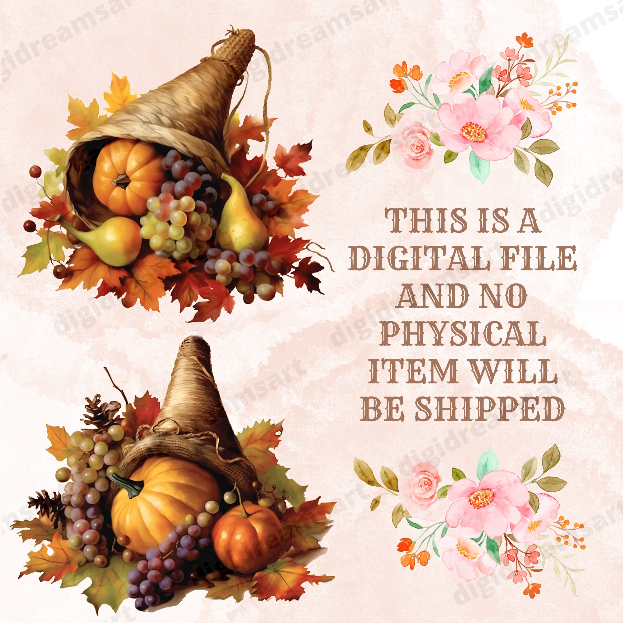 Thanksgiving Cornucopia Design Bundle PNG Transparent - Etsy