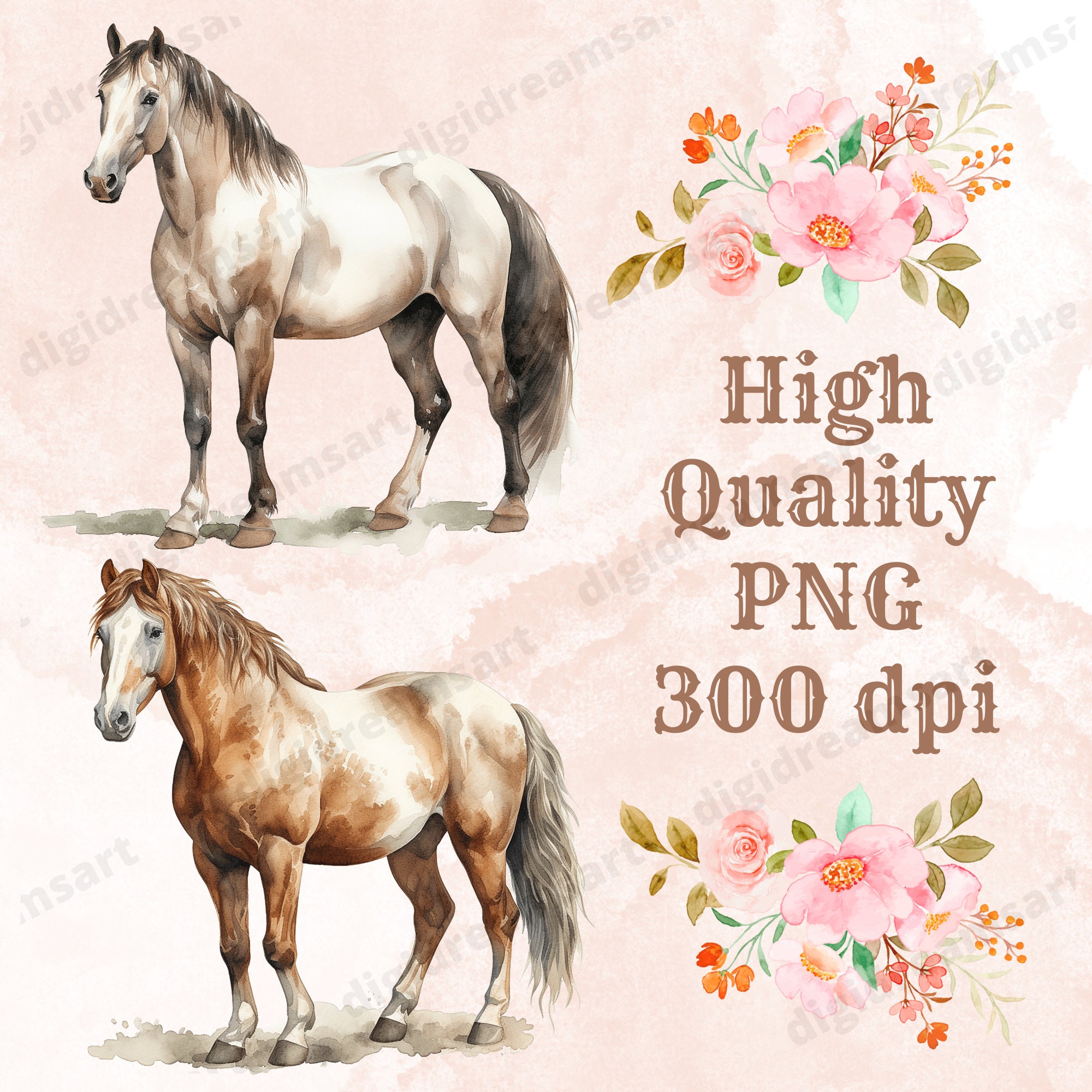 Farm Horse Clipart Bundle Transparent PNG Collection, Digital Prints ...
