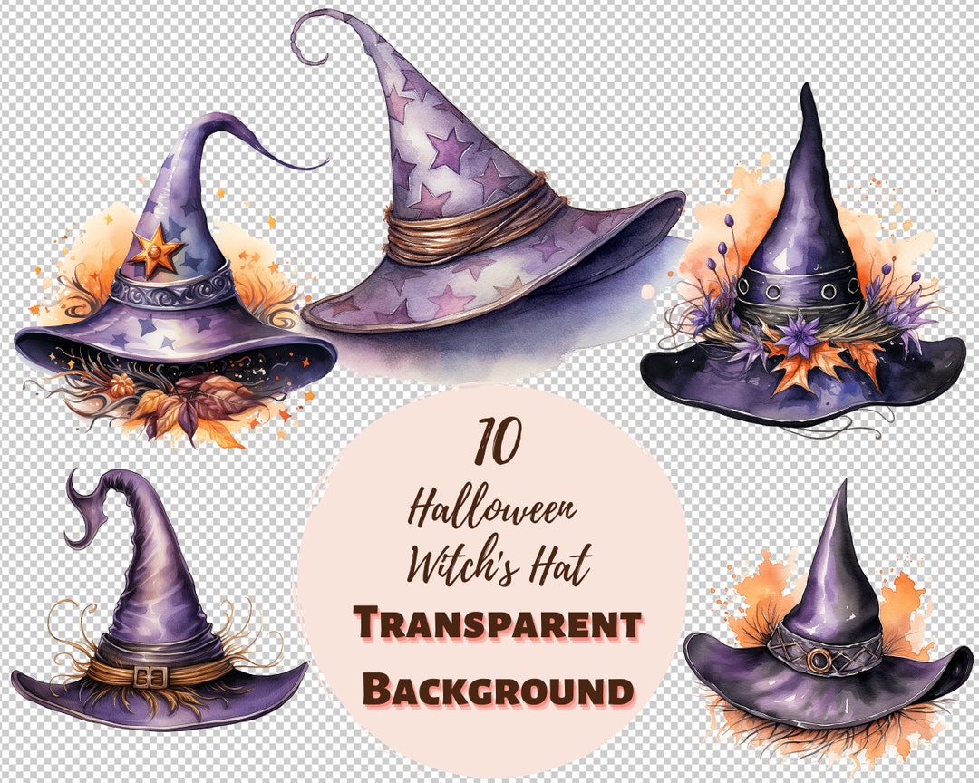 Halloween Witch's Hat Clipart Bundle Transparent PNG Collection ...