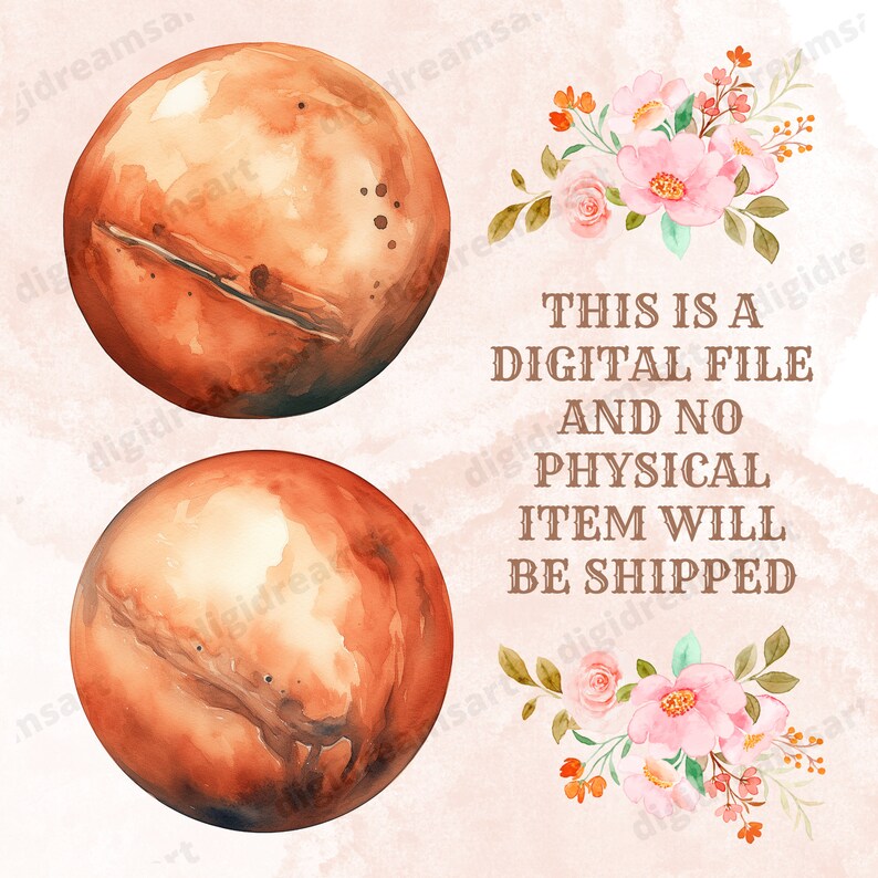 Planet Mars Clipart Bundle - Transparent PNG Collection, Digital Prints ...