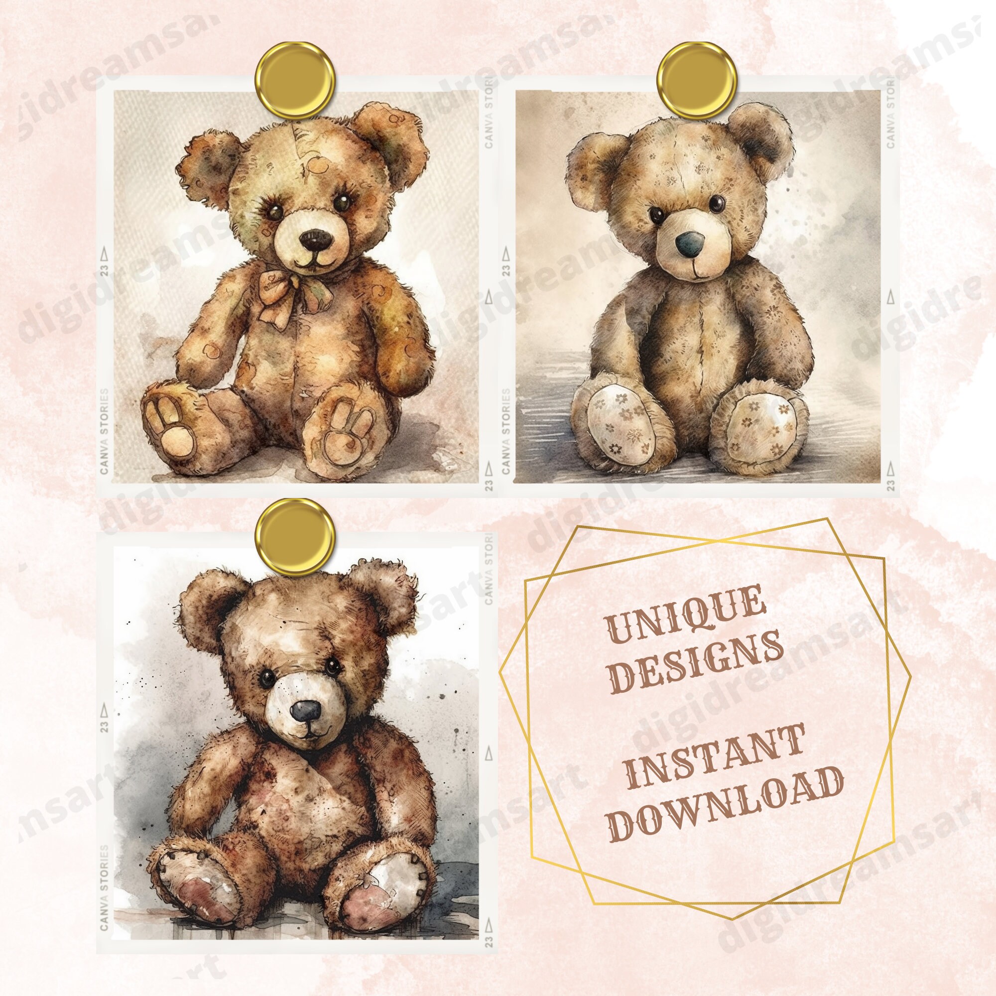 Cuddly and Cute Teddy Bear Design Bundle: Adorable Clipart - Etsy
