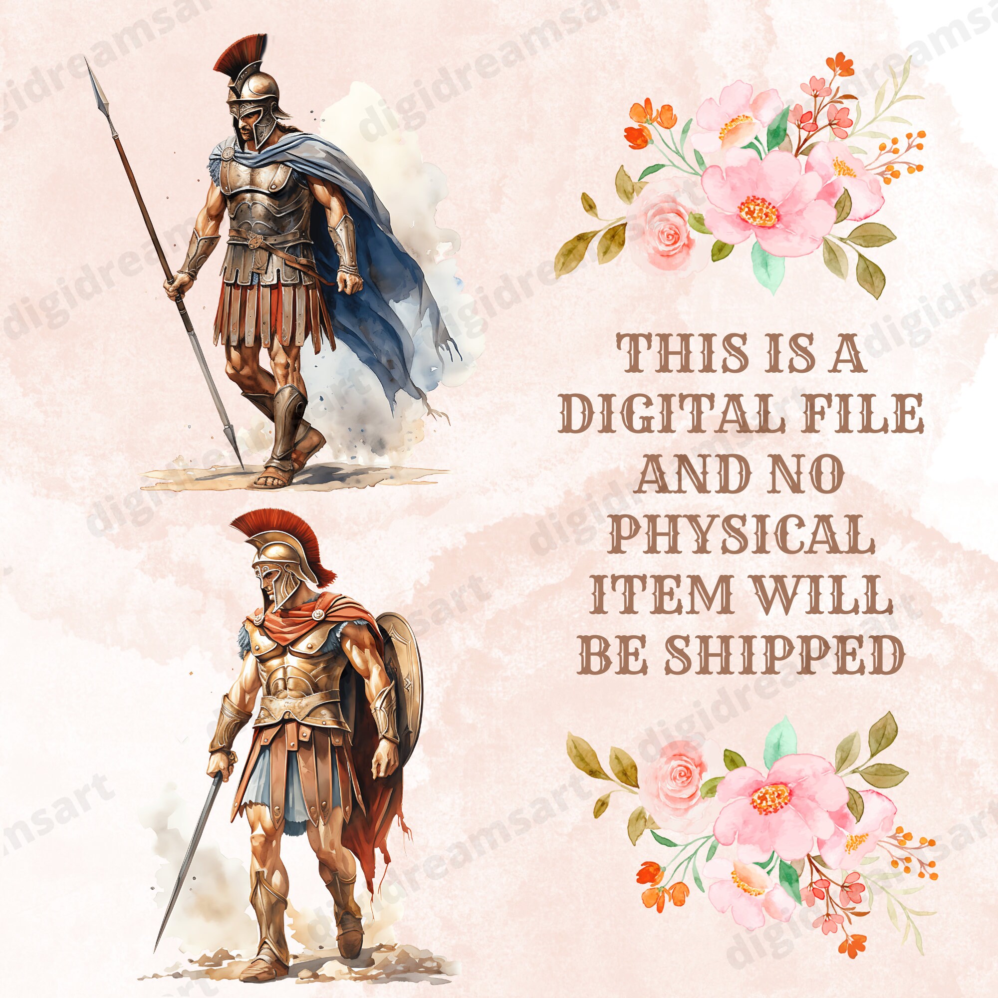 Achilles Design Bundle - PNG Transparent Clipart Collection, Watercolor ...