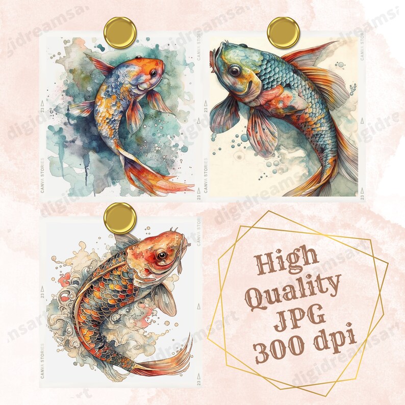 Make a Splash With Koi Fish Theme Bundle of Digital Prints, Clipart ...