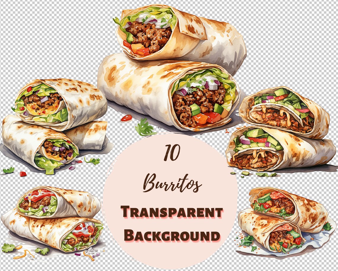 Burritos Design Bundle PNG Transparent Clipart Collection - Etsy