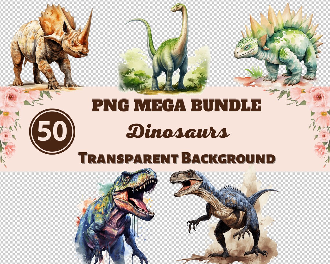 Dinosaurs Mega Bundle 50 PNG Clipart Transparent PNG - Etsy