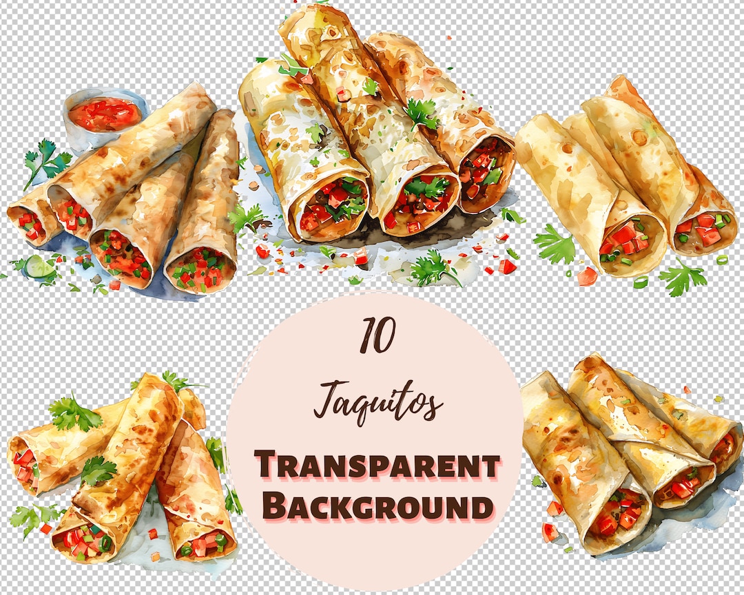 Taquitos Design Bundle PNG Transparent Clipart Collection, Watercolor ...