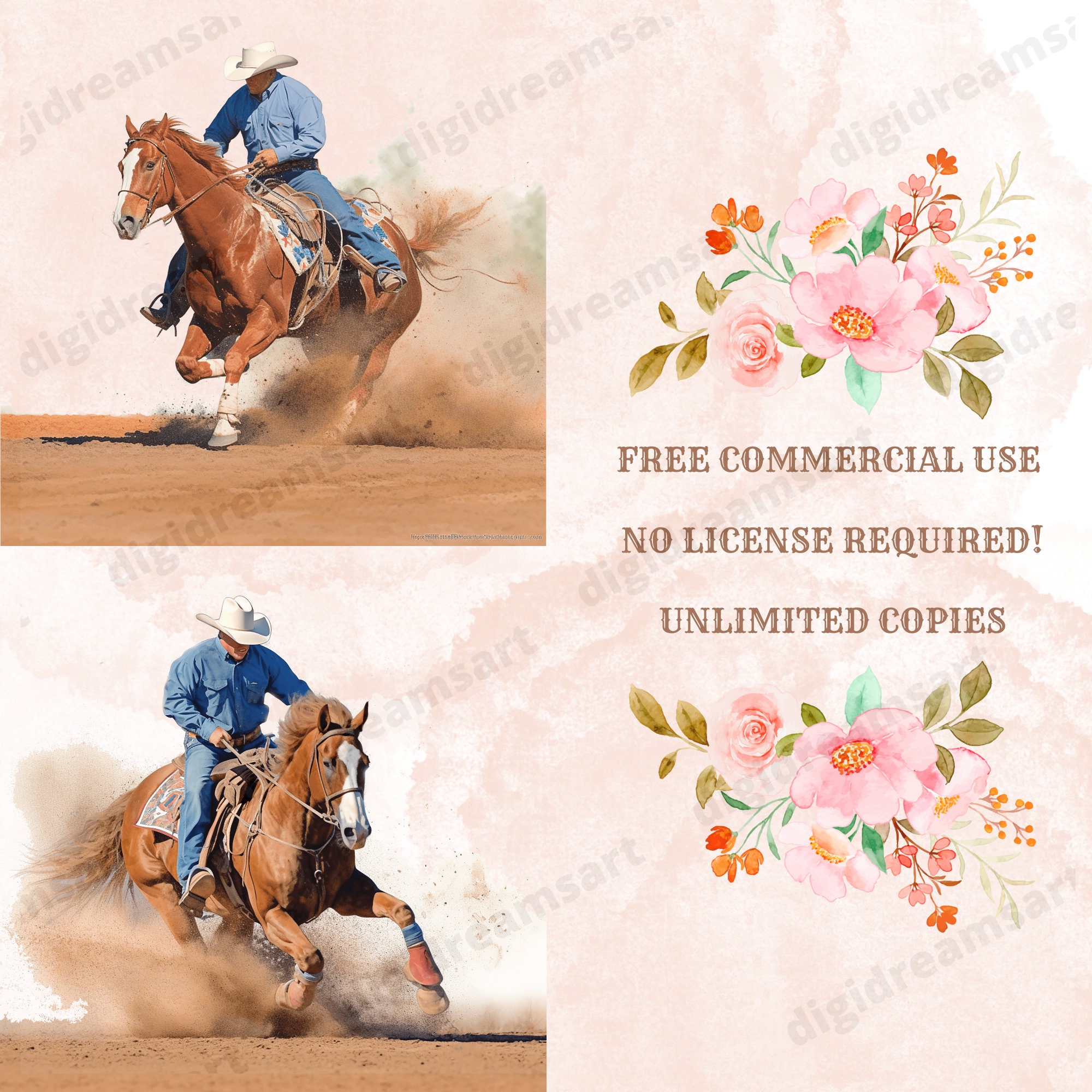 Reining Rodeo Cowboys Clipart Bundle Transparent PNG - Etsy