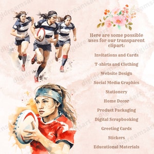 Women's Rugby Clipart Bundle - Transparent PNG Collection, Digital ...