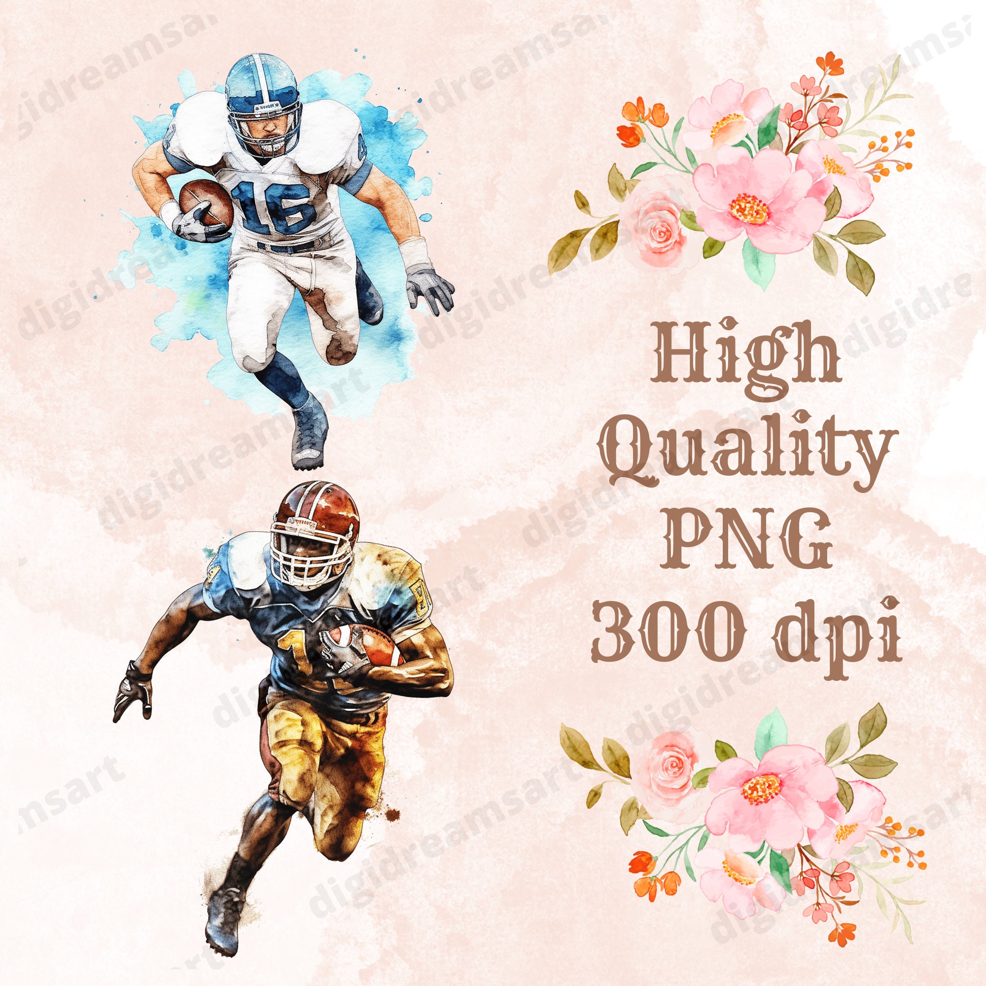 American Football Clipart Bundle Transparent PNG Collection, Digital ...