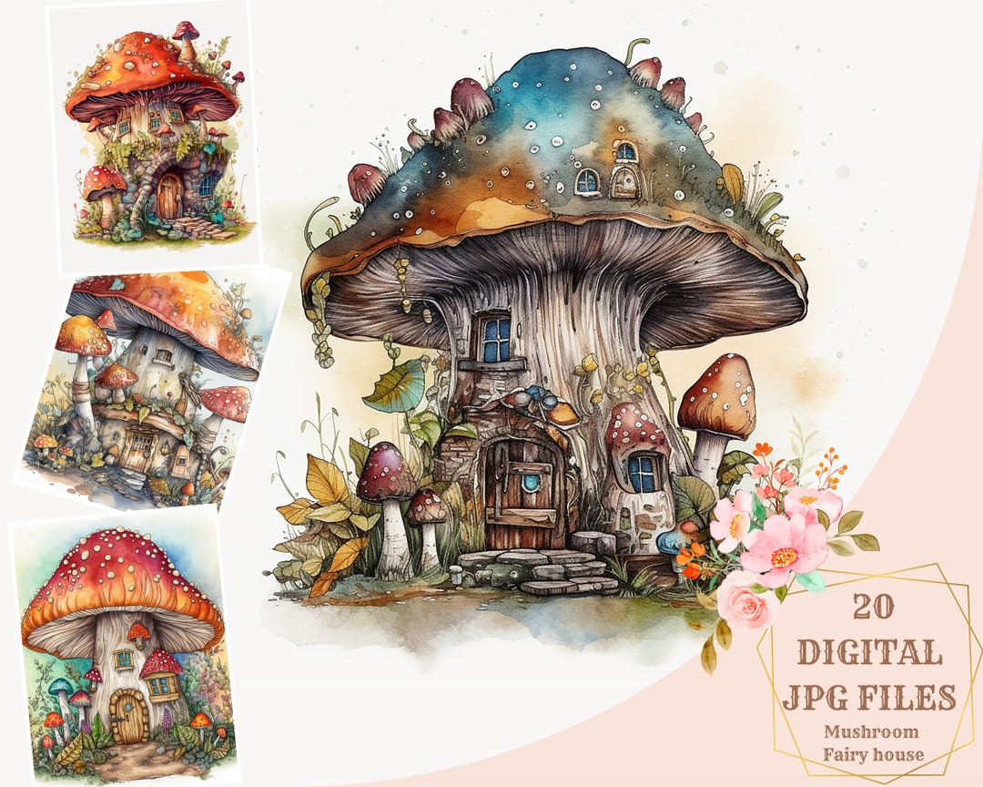 Mushroom Fairy House Design Bundle: Enchanting Clipart, Digital Prints ...