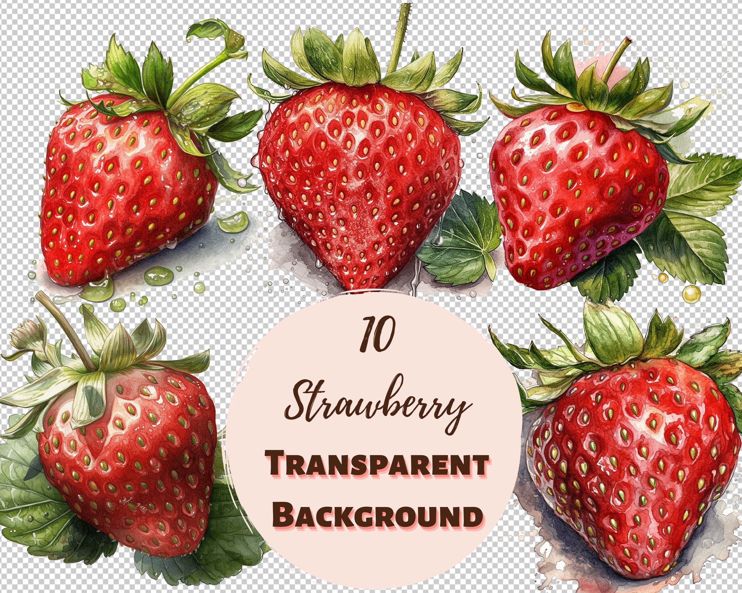 Strawberry Design Bundle - PNG Transparent Clipart Collection ...