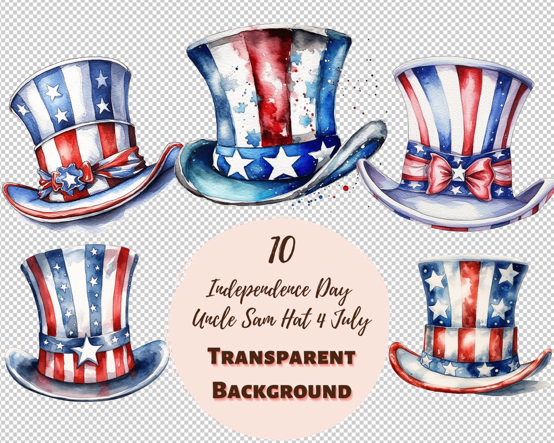 Independence Day Uncle Sam Hat 4 July Clipart Bundle - Transparent PNG ...