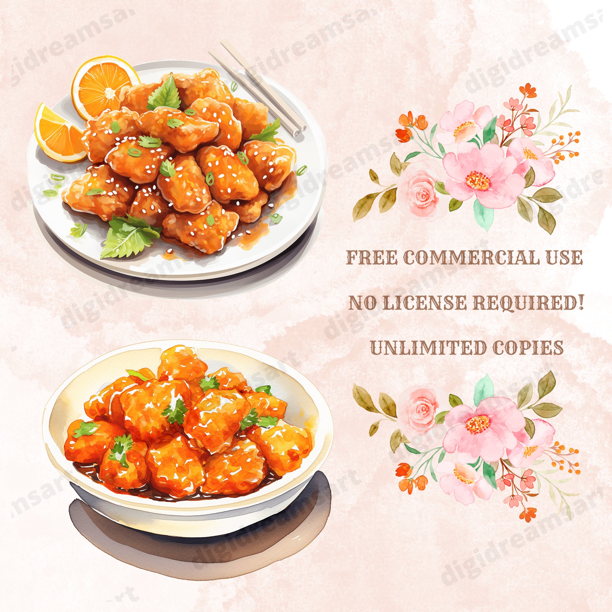 Orange Chicken Design Bundle PNG Transparent Clipart - Etsy