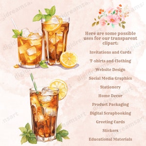 Iced Tea Design Bundle PNG Transparent Clipart Collection, Watercolor ...
