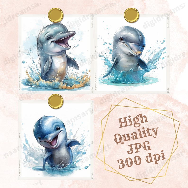 Dive Into Adorable Creativity With Cute Dolphin Bundle! Digital Prints ...